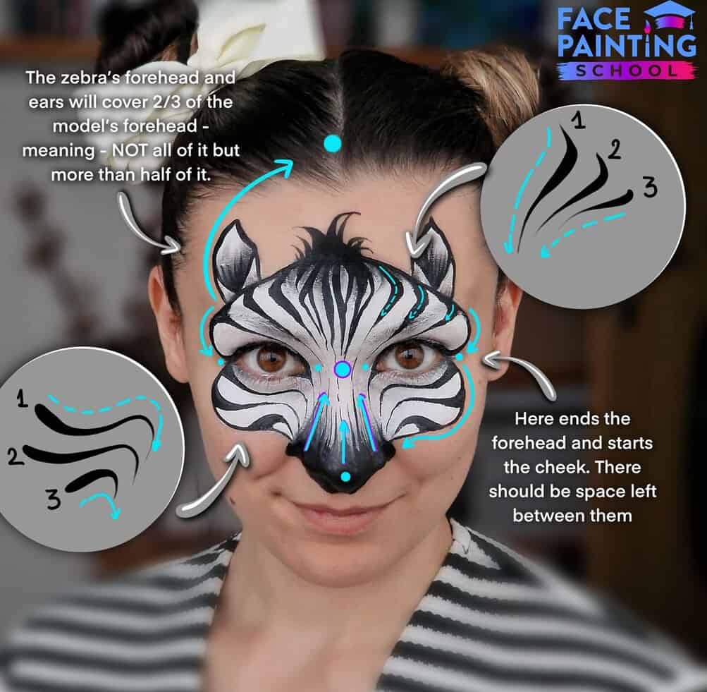 Zebra Half Face Paint Amanda's Face Painting, Glitter & Gems